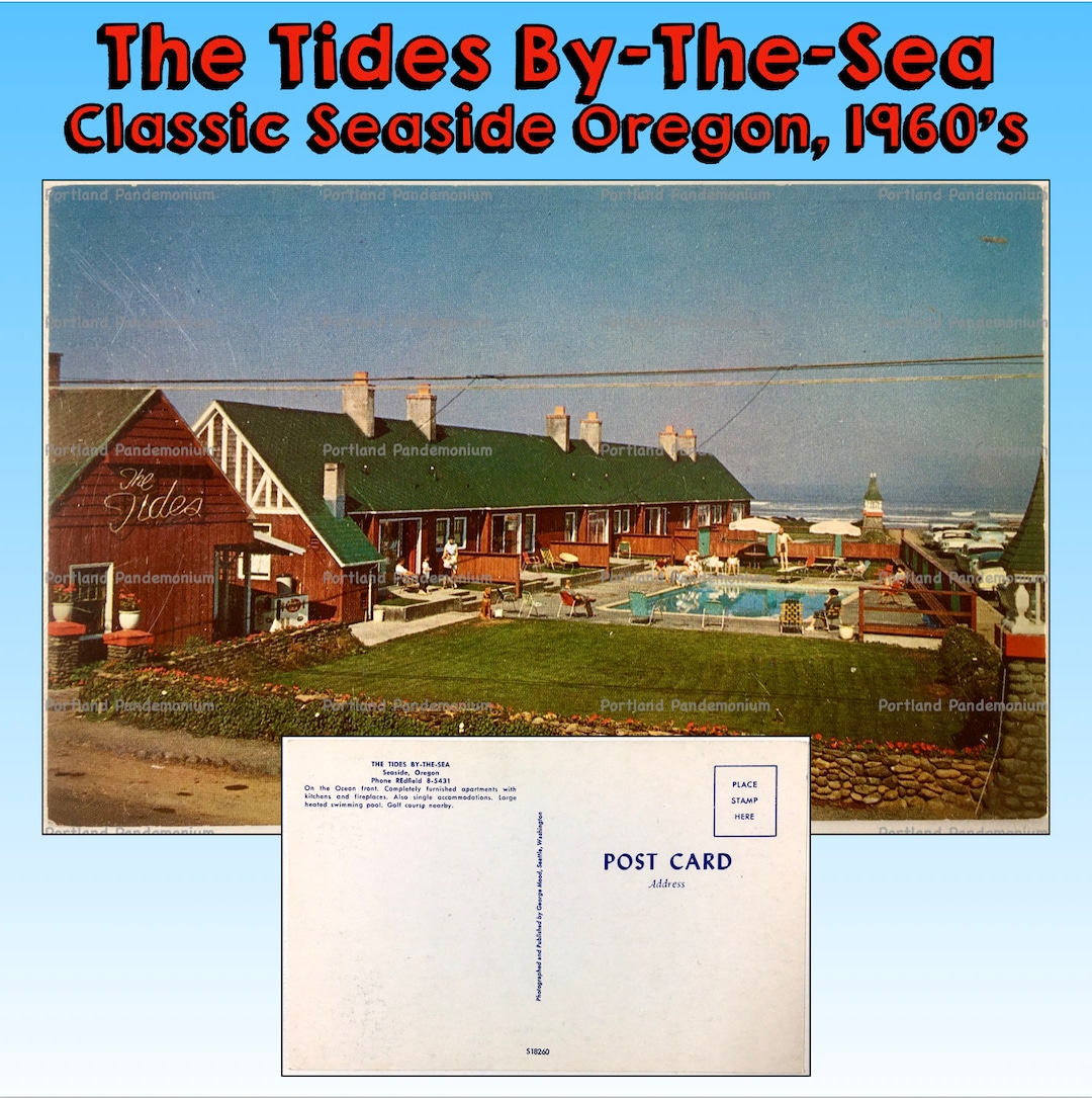 Tides Motel Seaside Oregon 1960's Glossy Color Photo Postcard "heated ...