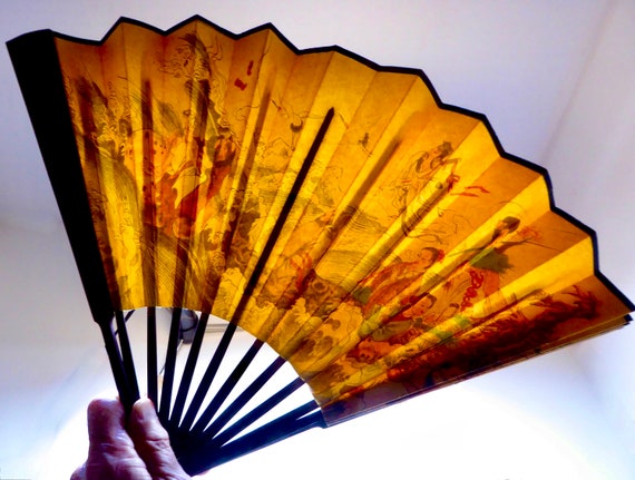 Antique Chinese Parlor Fan 19th Century, Silk and Mah… - Gem