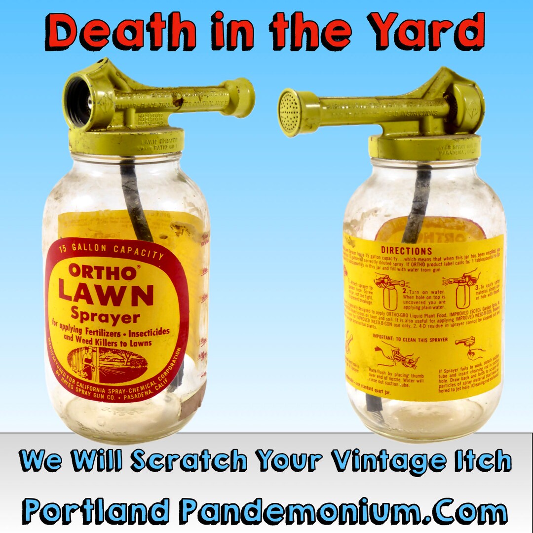 1950's ORTHO Lawn Sprayer, Hayes Spray Gun, Pasadena, Glass Quart Jar ...