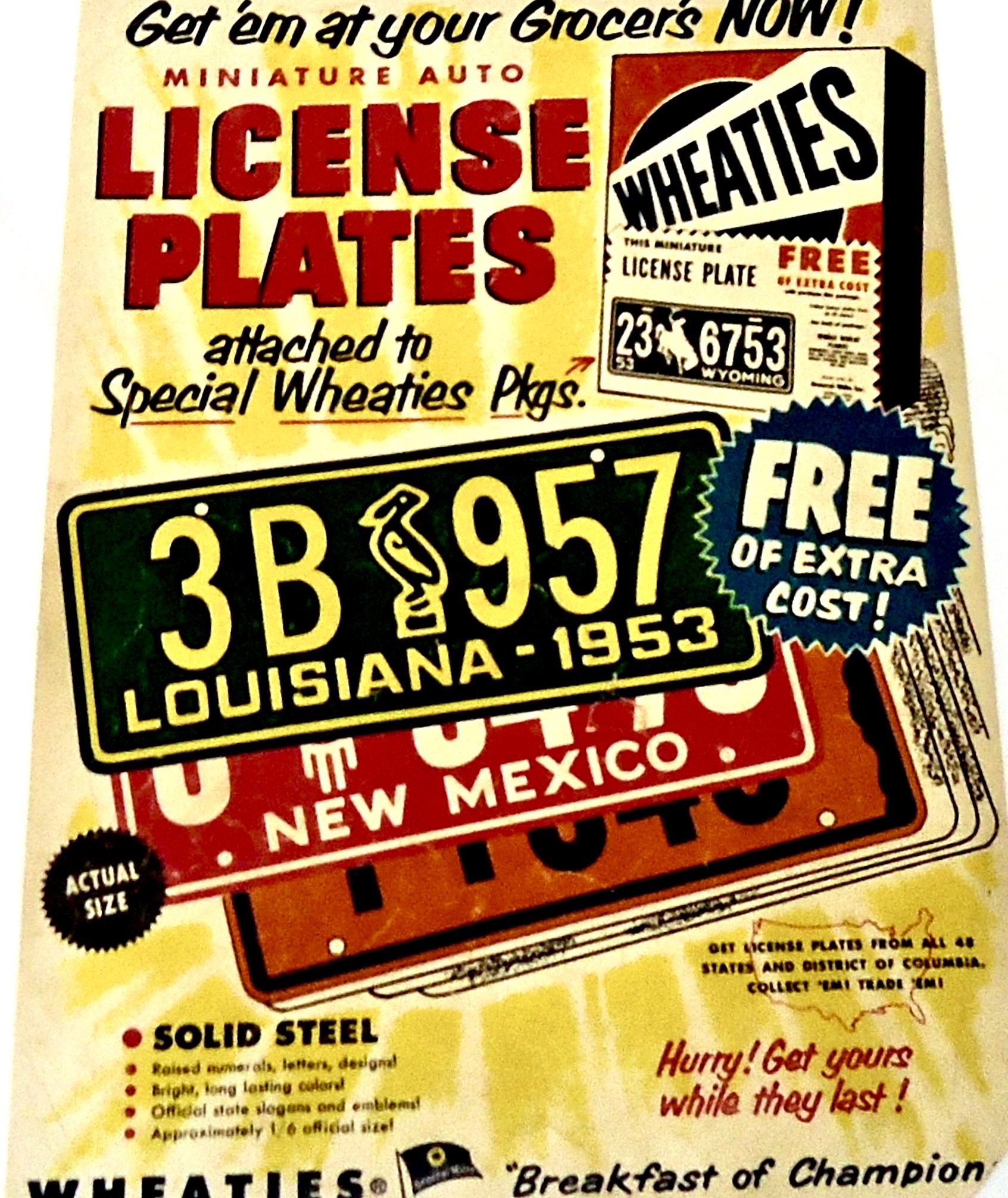 Vintage 1954 License Plates: Authentic 1/6th Size Steel | Etsy