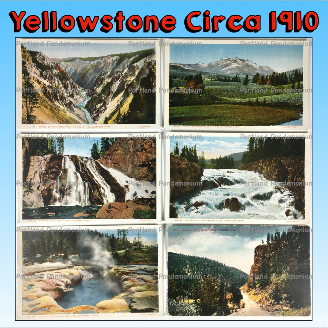 Yellowstone Antique Haynes Photo Postcards: Grand Canyon, Electric Peak ...