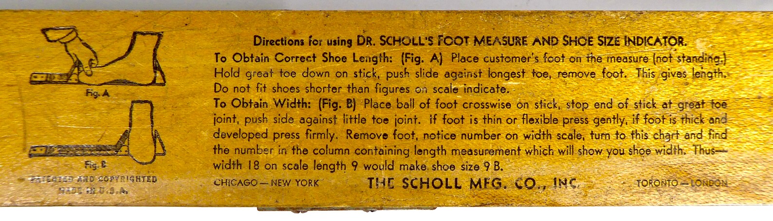 Vintage Dr Scholls Foot Measure and Shoe Size Indicator Tool, Oak ...