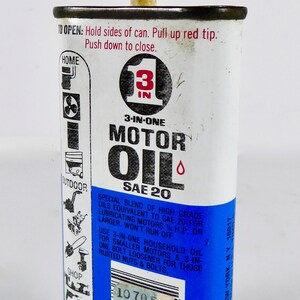 Vintage 3-in-1 Motor Oil Tin SAE 20 Circa 1970's Ace Hardware Blue and ...