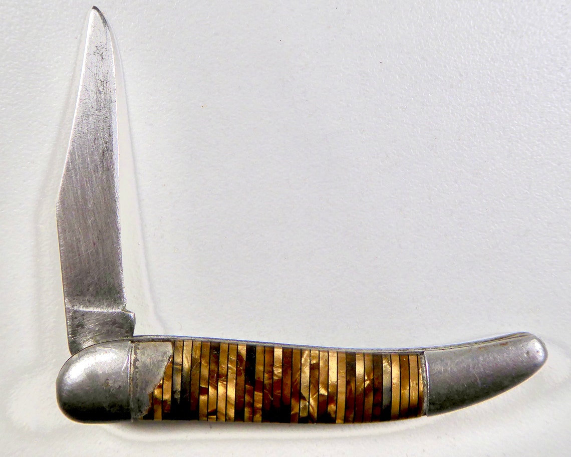 Vintage Pen Knife Single Folding Carbon Steel Blade Celuloid - Etsy