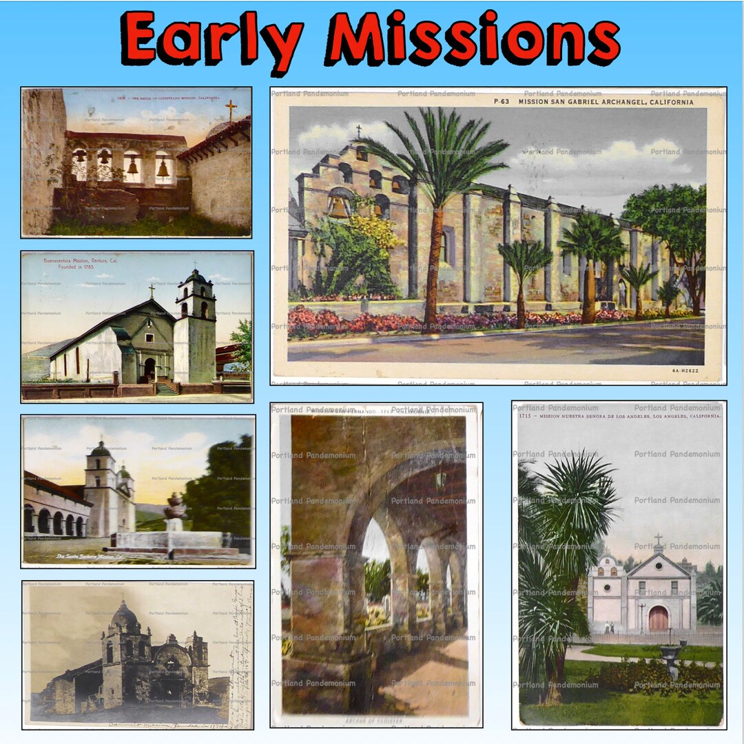 California Missions Vintage Postcards: Capistrano, San Gabriel ...