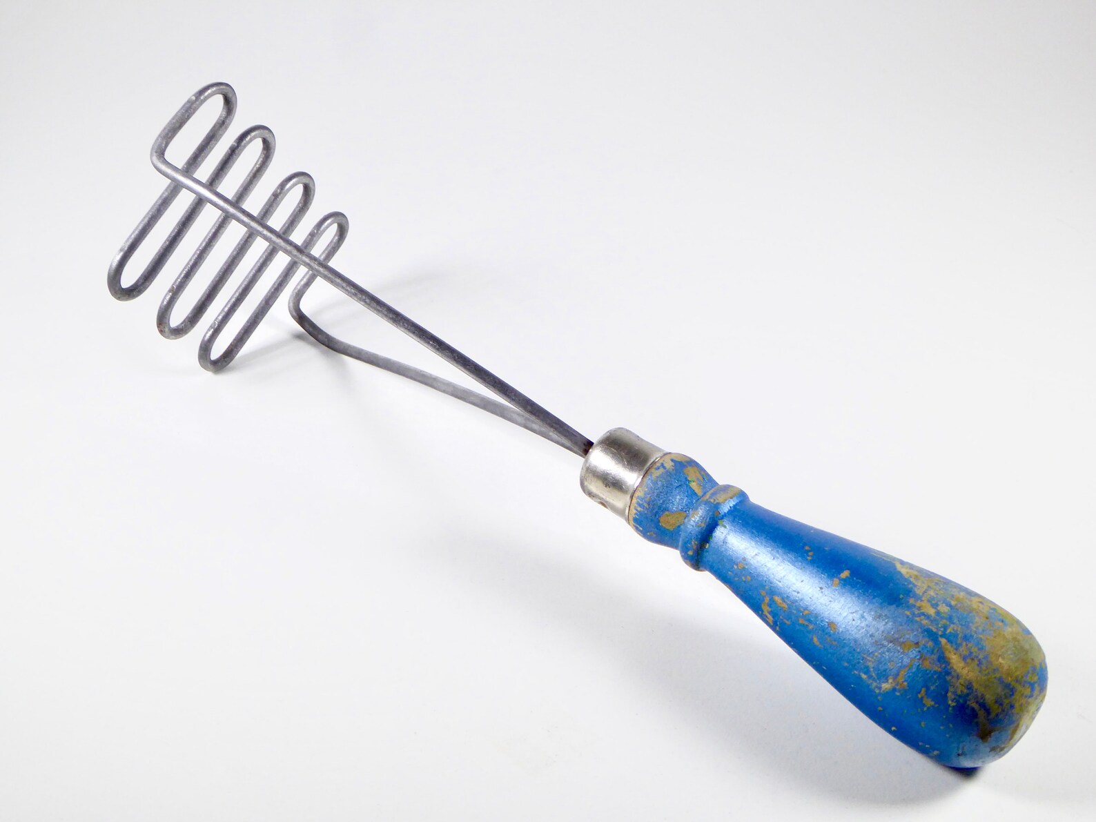 Vintage Potato Masher Metallic Blue Wooden Handle Medium - Etsy