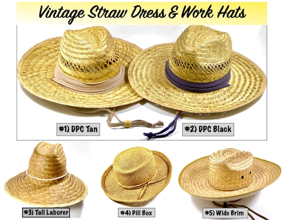 Vintage Straw Sun Gardening Work and Dress Hats Dorfman - Etsy