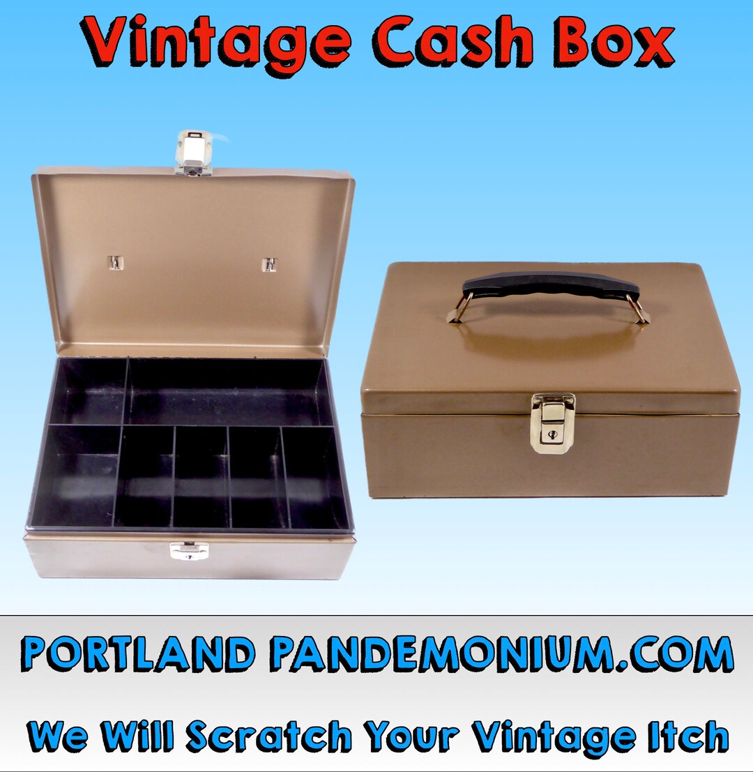 Vintage Cash Box With Bill and Change Tender, Classic Office Beige ...
