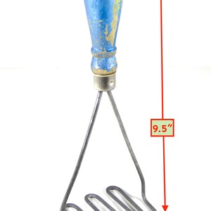 Vintage Potato Masher, Metallic Blue Wooden Handle, Medium Size, Patina ...