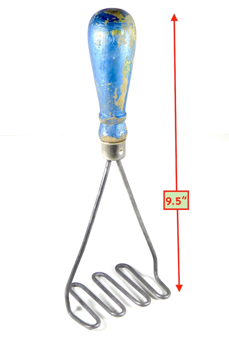 Vintage Potato Masher Metallic Blue Wooden Handle Medium - Etsy