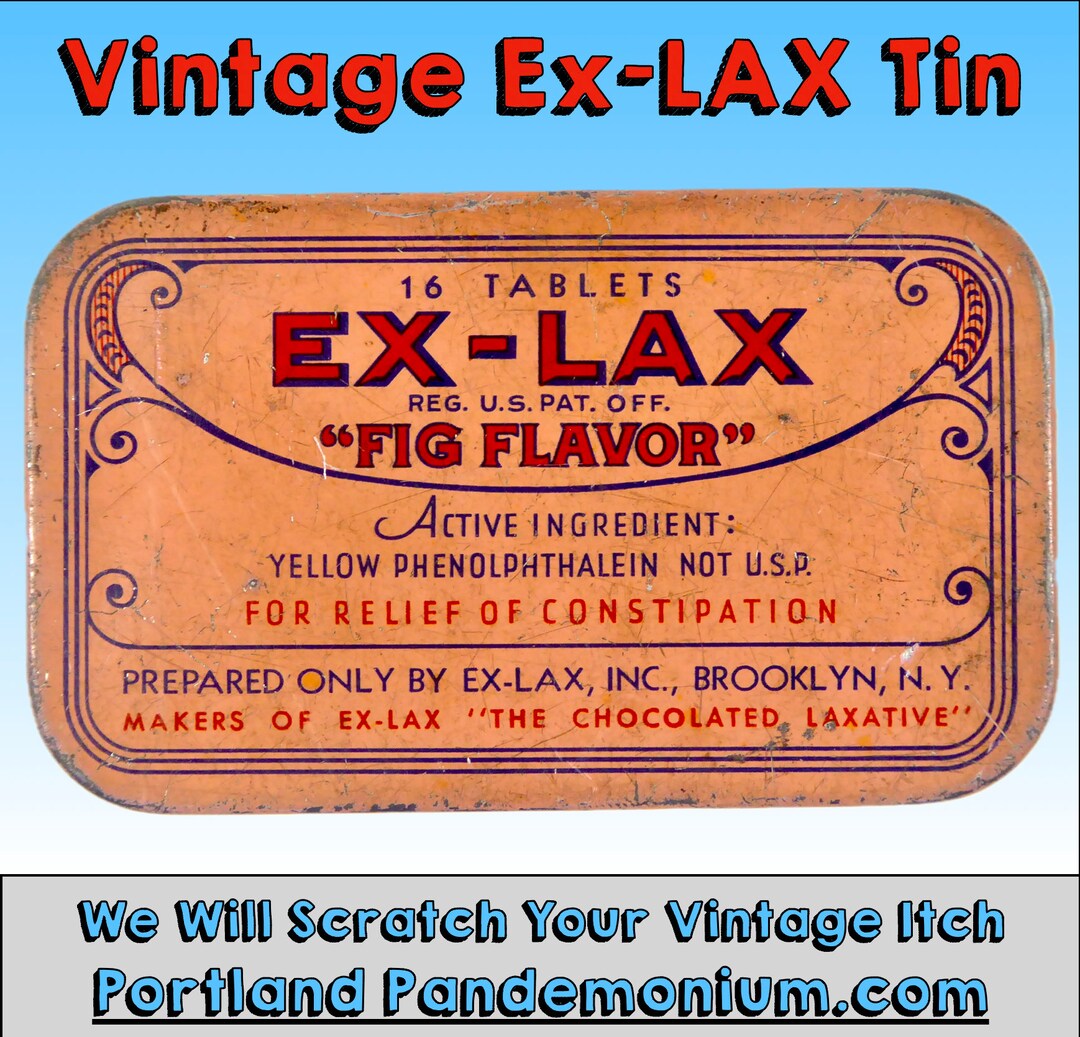 Vintage EX-LAX Laxative Tin, (empty) Early 20th Century, Fig Flavor ...