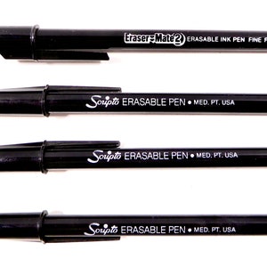 Vintage Erasable Pens! Scripto and Papermate (erasermate), Black Stick ...