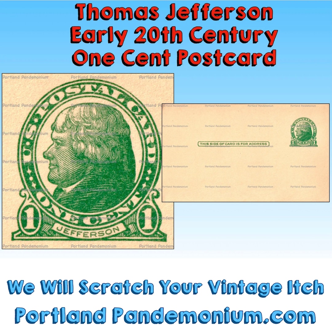 Thomas Jefferson Vintage Early 20th Century One Cent Postcard, Unmarked ...
