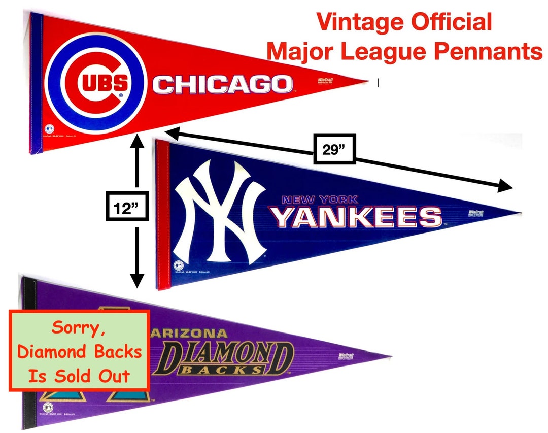 Vintage Major League Baseball Pennants: Chicago Cubs, New York Yankees ...