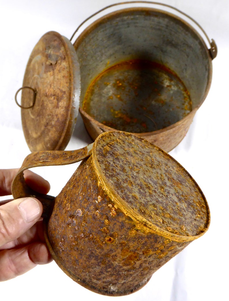 Vintage Rusty Relic Hobo Camp Cook Kit Two Quart Pot and Big - Etsy