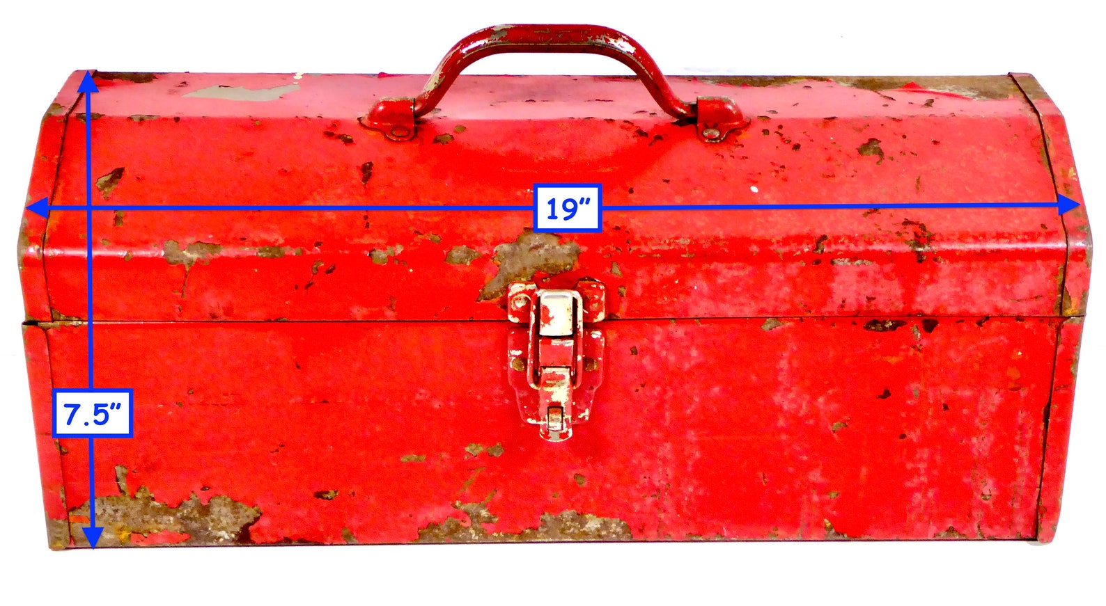 Vintage Steel Tool Box Chippy Red Paint With Black Tray - Etsy