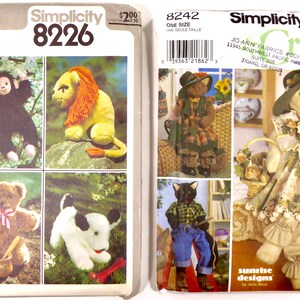 Plush Animal Sewing Patterns, Kitty Cat Dress-up, Monkey, Lion, Teddy ...