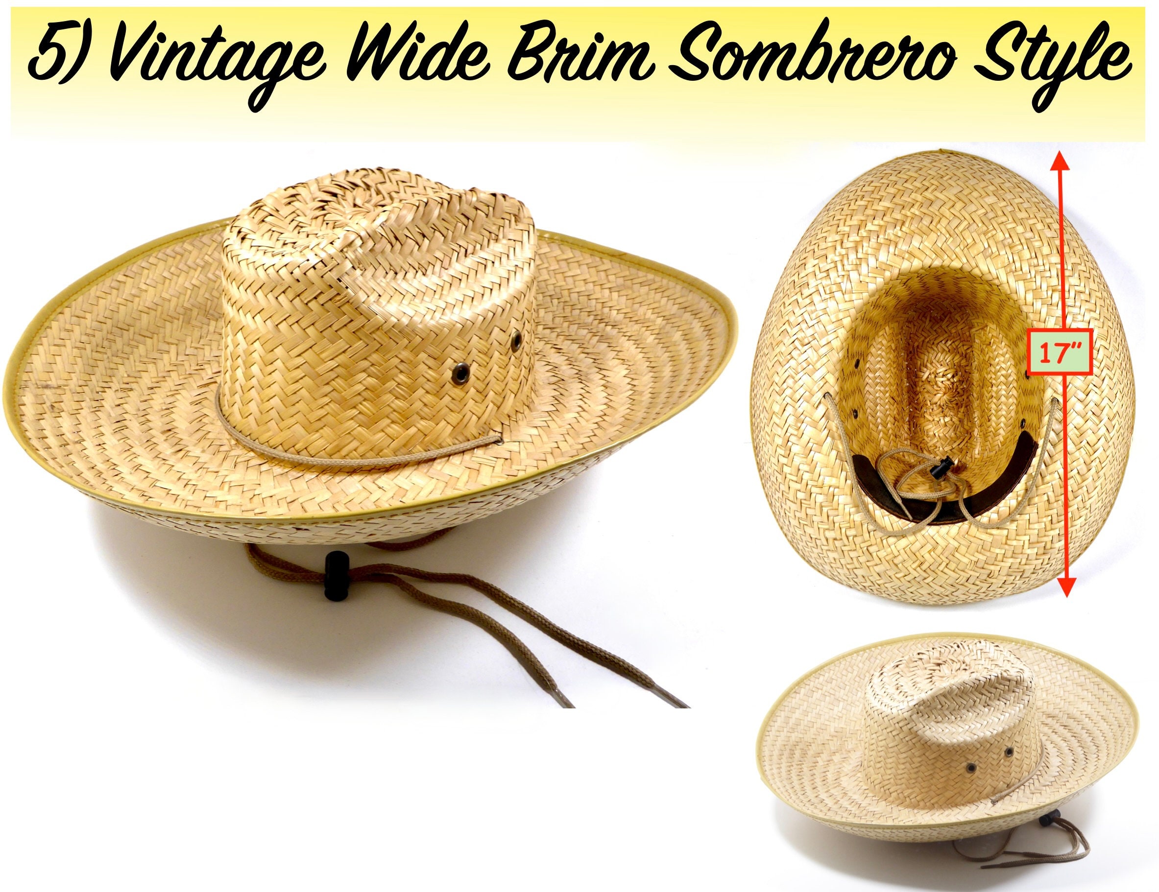 Vintage Straw Sun Gardening Work and Dress Hats Dorfman - Etsy