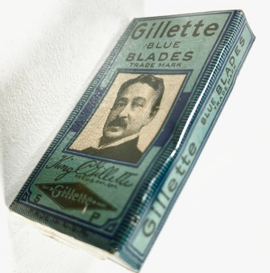 Unopened King Gillette Blue Blade Package of Five, Early 20th Century Classic, NOS Sealed With ...