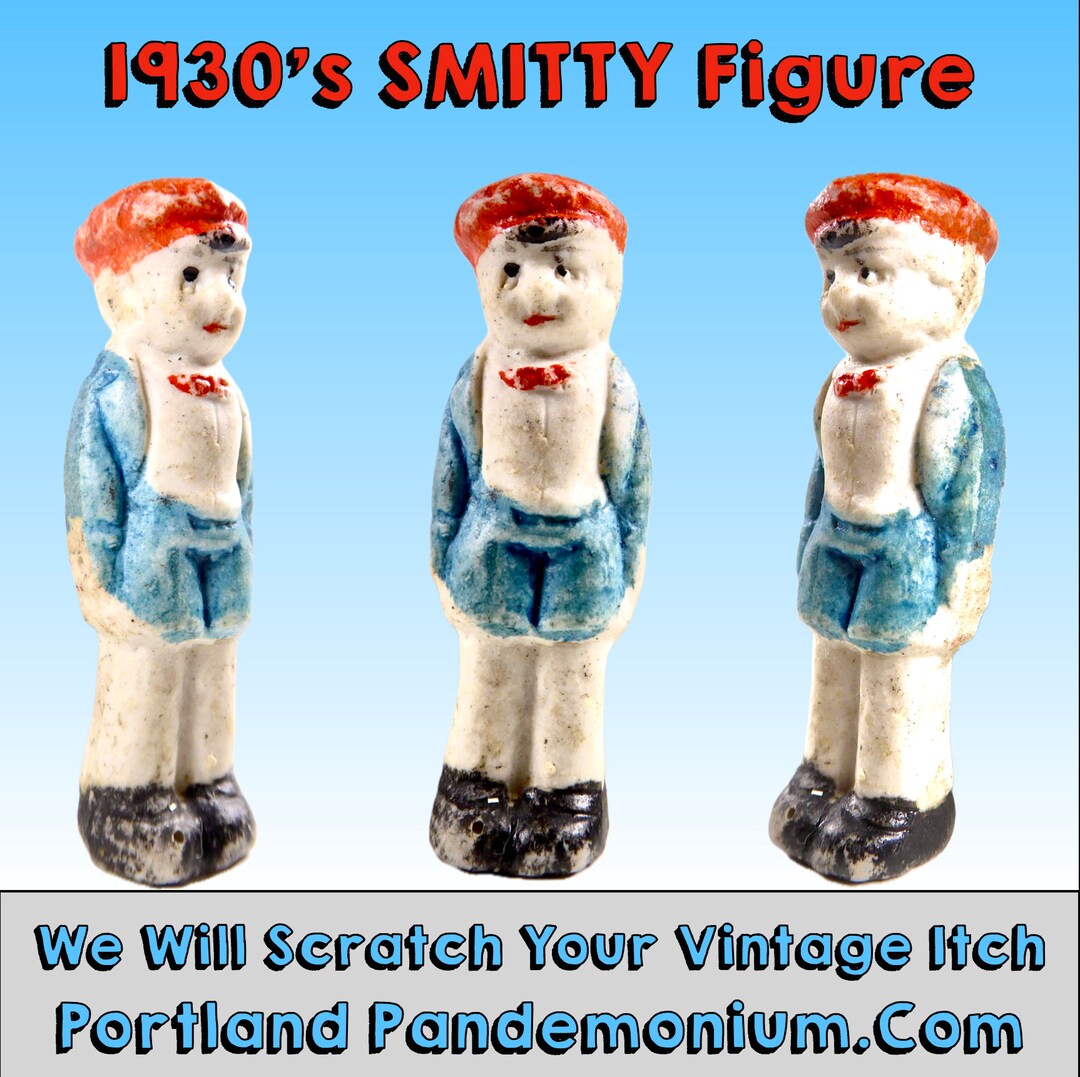 1930's SMITTY the Office Boy, 2 Tall Porcelain Bisque Figure Made in ...