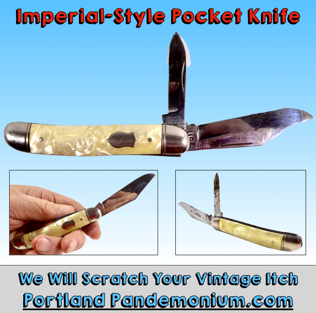 Vintage Imperial-style Fisherman's Jackknife, Pearlized Scales ...