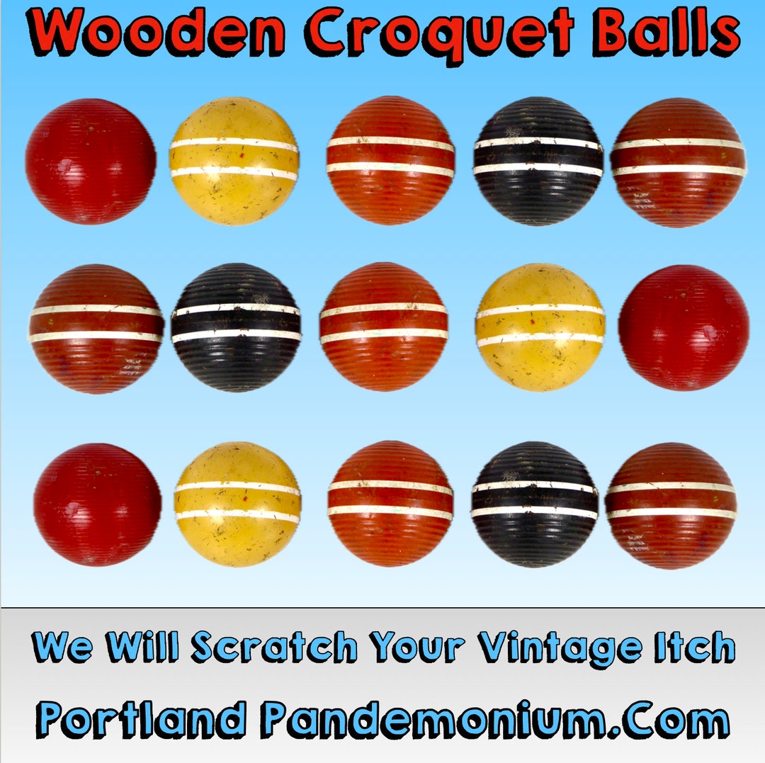 Wooden Croquet Balls, Classic Colors, 3 1/4 Diameter, Vintage Scuffs ...