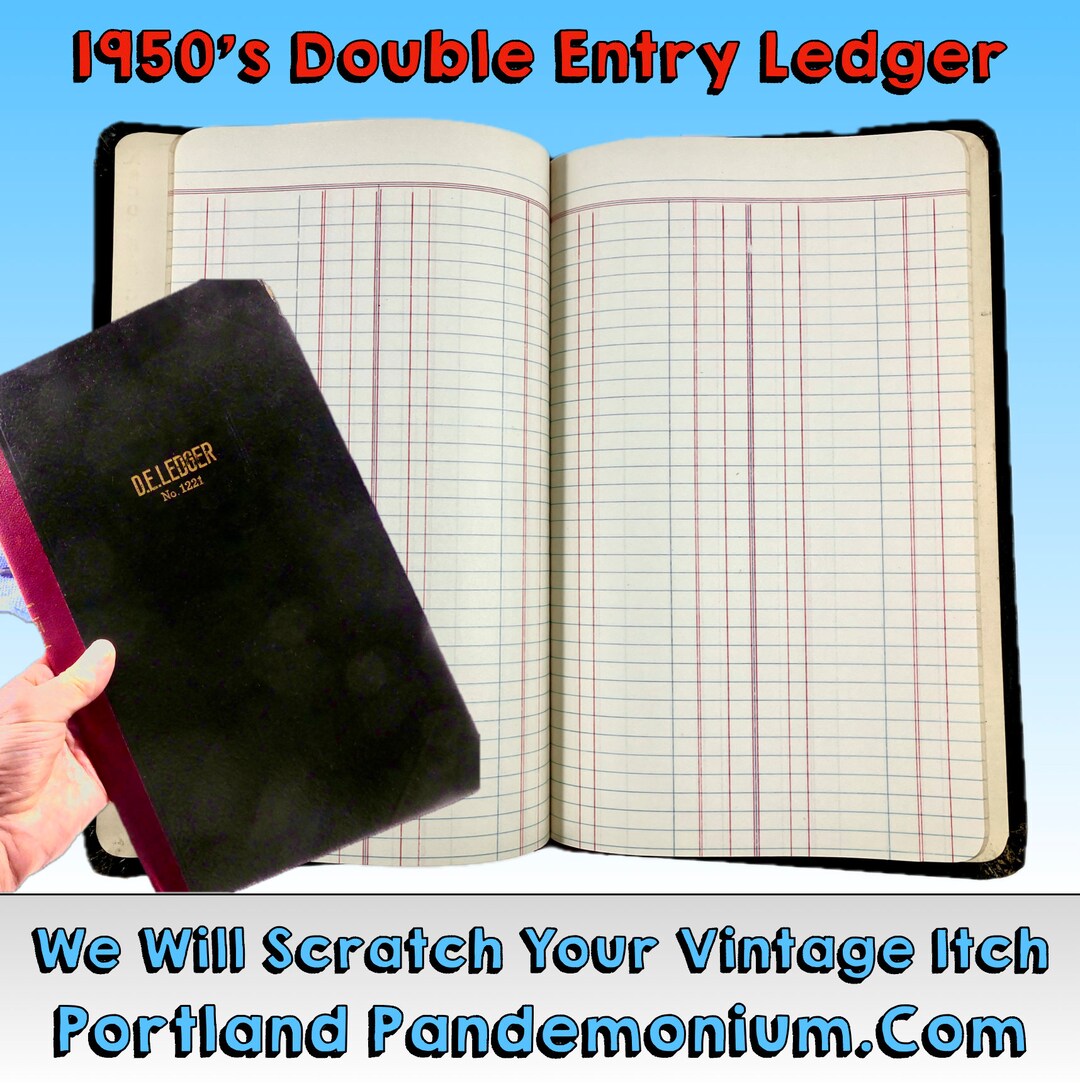 1950's Double Entry Ledger Book, Alphabet Tabbed Page Intro, 100 Page ...