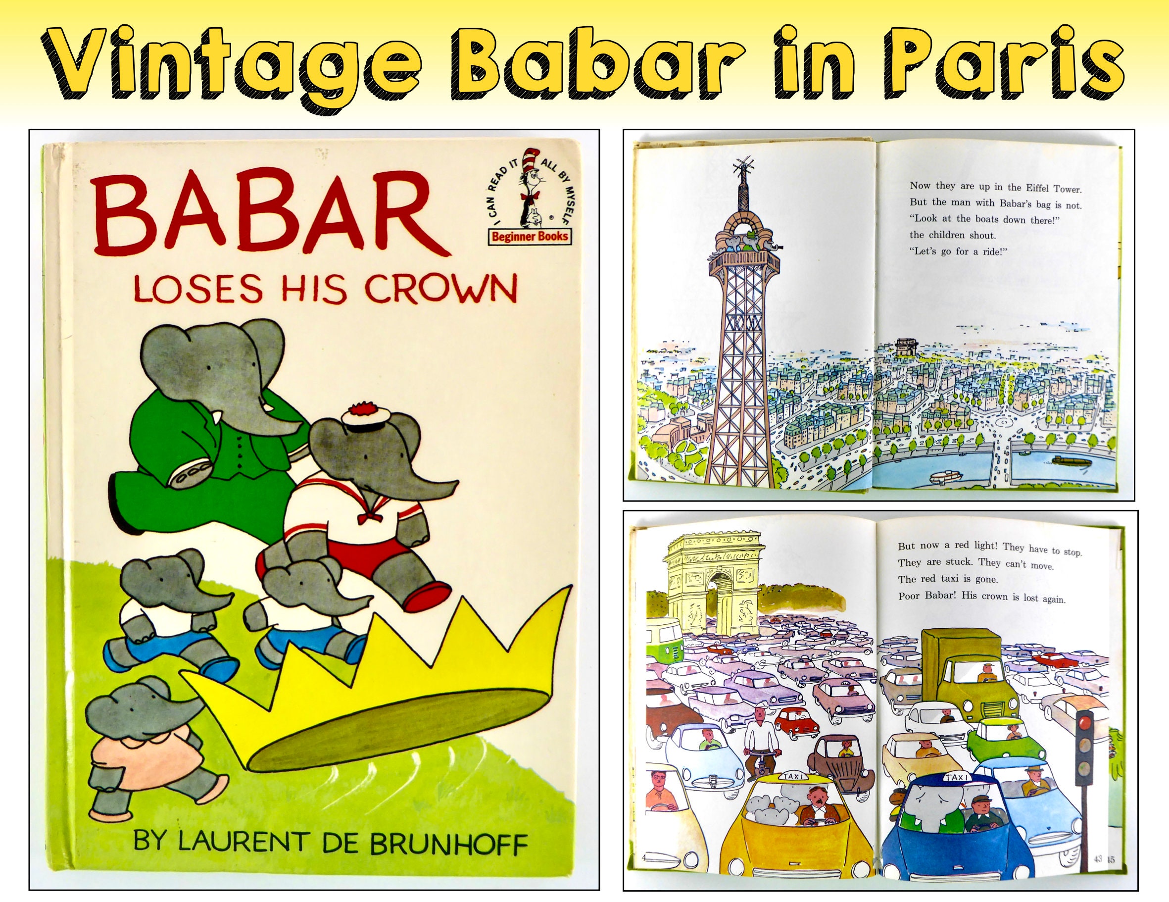Vintage BABAR loses His Crown Dr. Seuss Beginner - Etsy