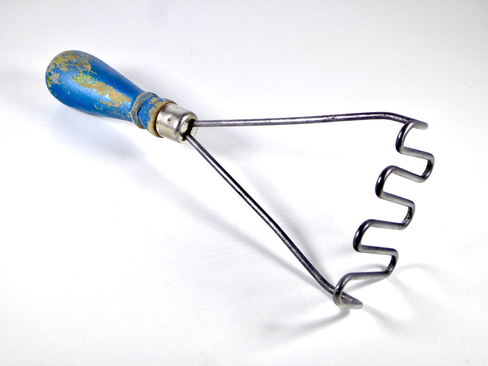Vintage Potato Masher Metallic Blue Wooden Handle Medium - Etsy