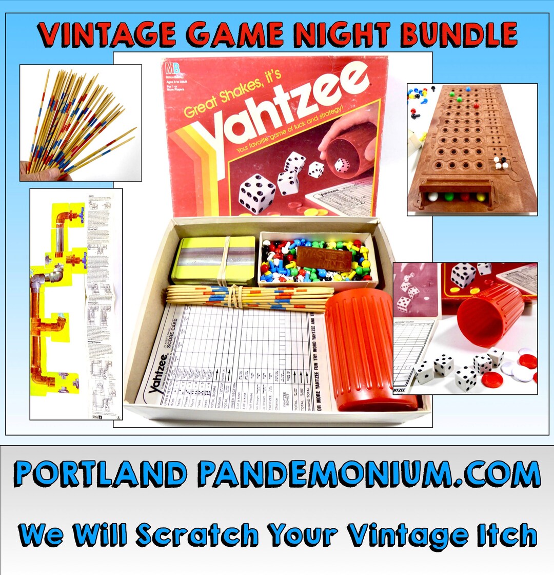 Vintage Game Night Bundle: Yahtzee, Mastermind, Waterworks, & Pick-up ...