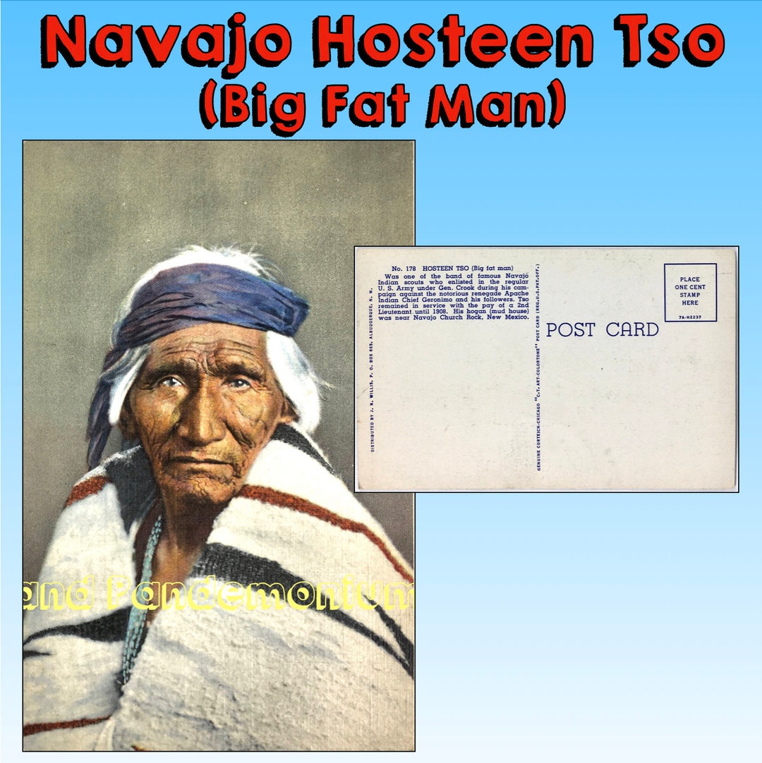Hosteen Tso big Fat Man Vintage Photo Postcard, Navajo US Army Scout ...