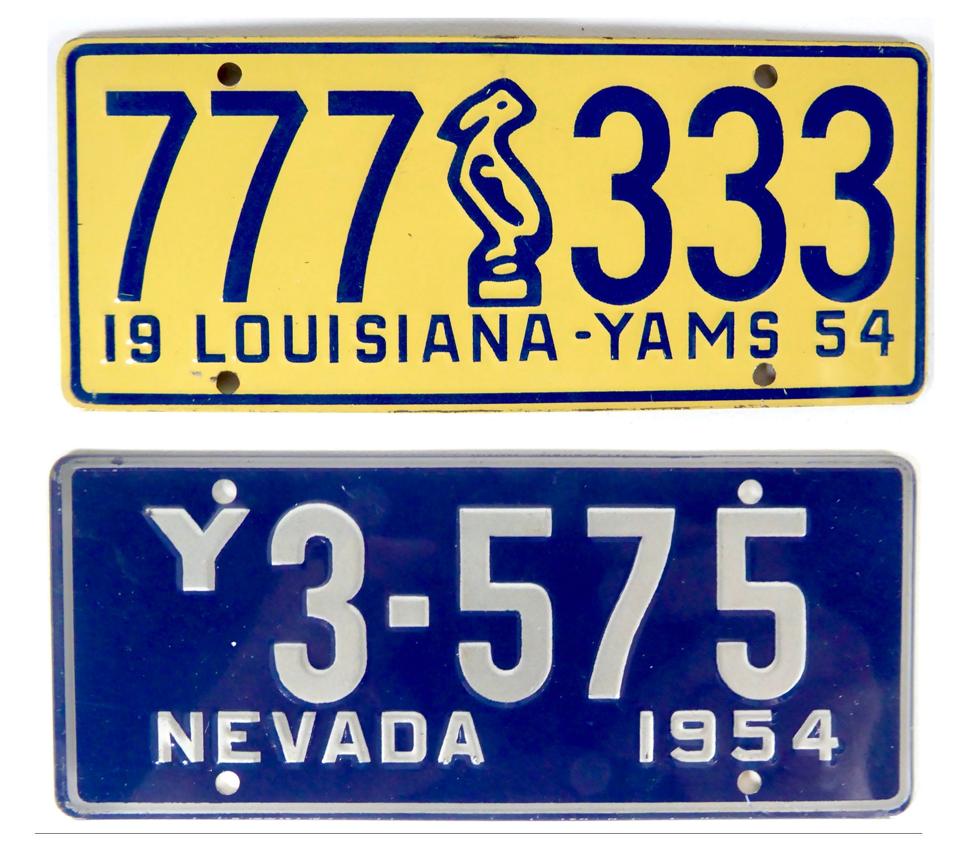 Vintage 1954 License Plates: Authentic 1/6th Size Steel Reproductions ...