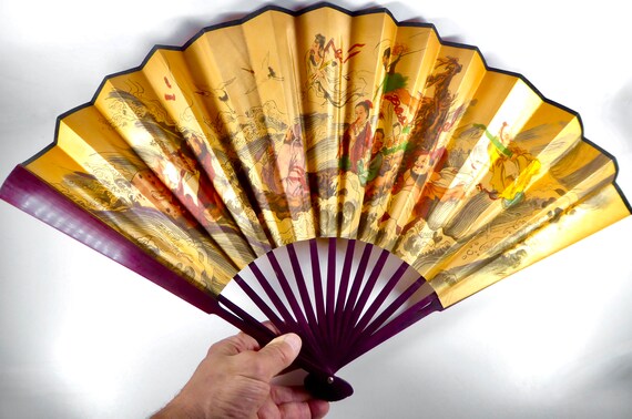 Antique Chinese Parlor Fan 19th Century, Silk and Mah… - Gem