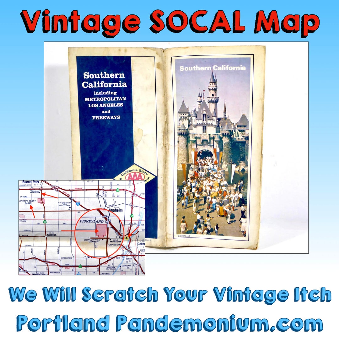 Vintage Socal & Los Angeles AAA Road Map and Guide, Circa 1979: Wide ...
