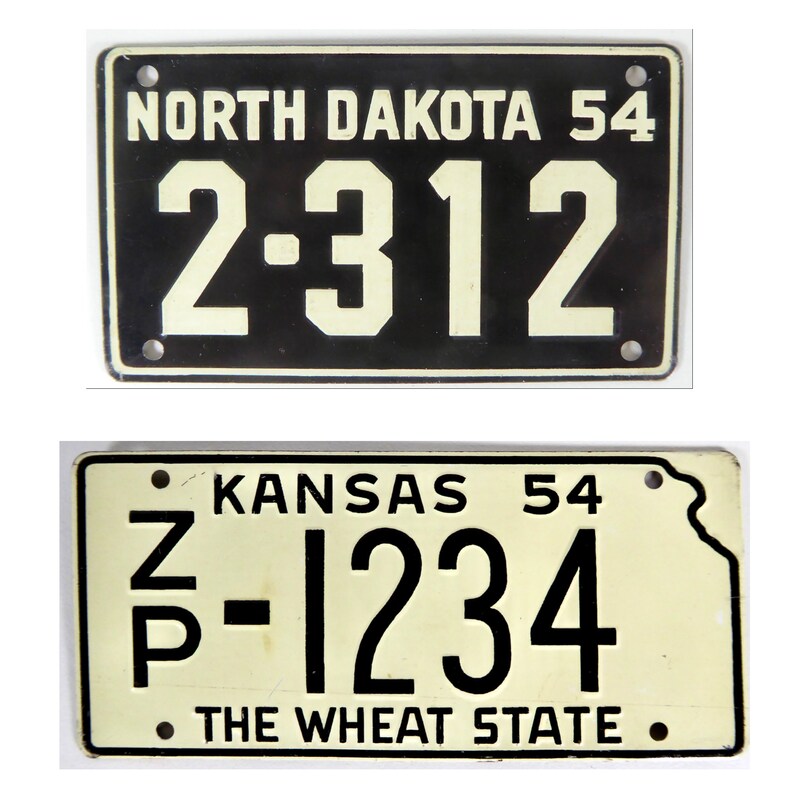 Vintage 1954 License Plates: Authentic 1/6th Size Steel - Etsy