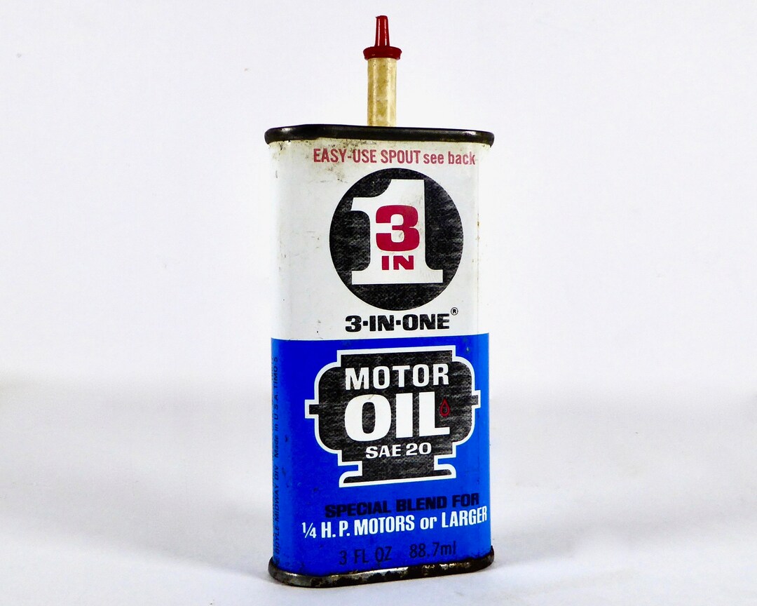 Vintage 3-in-1 Motor Oil Tin SAE 20 Circa 1970's Ace Hardware Blue and ...