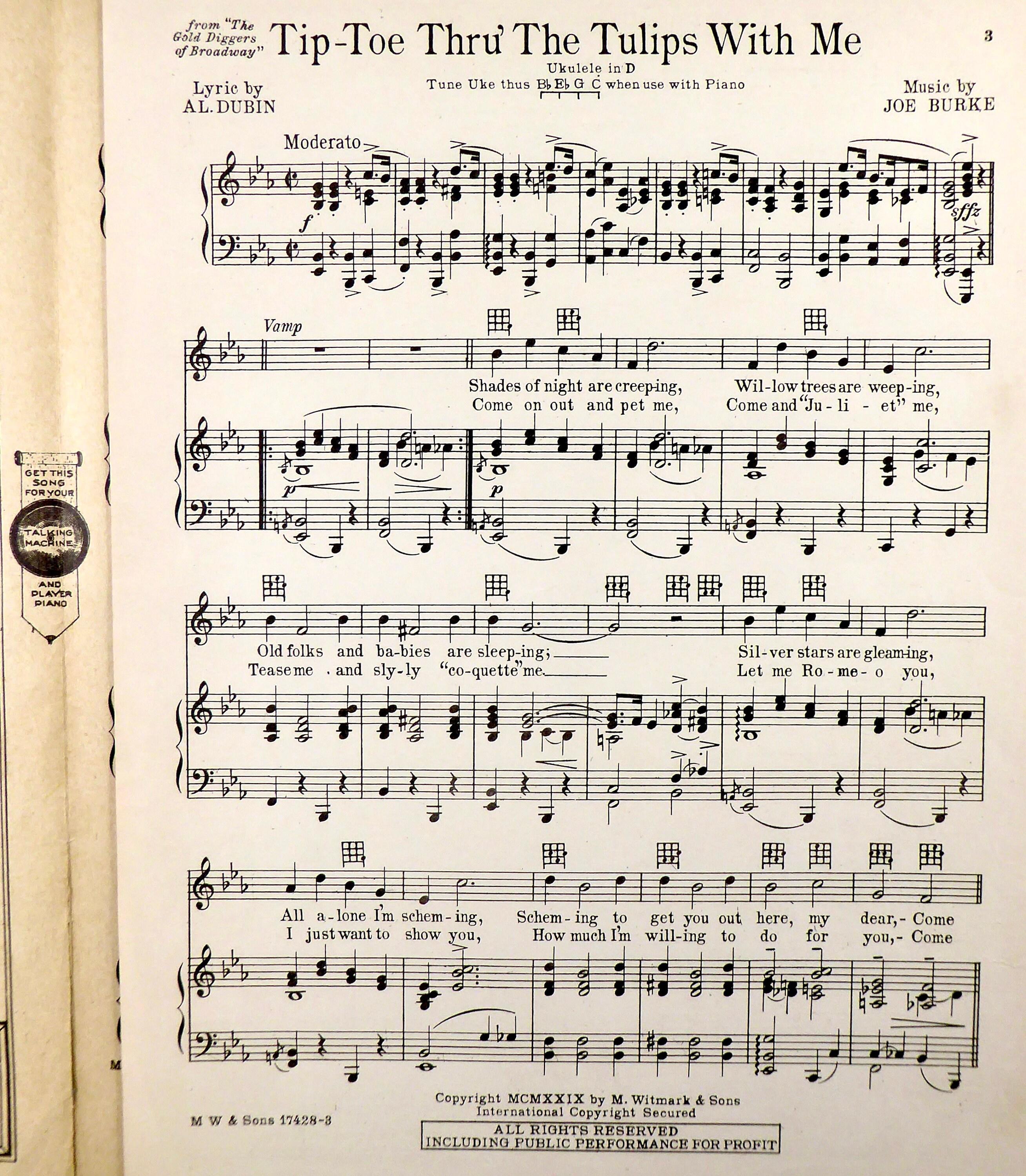 Vintage tip Toe Through the Tulips Sheet Music - Etsy