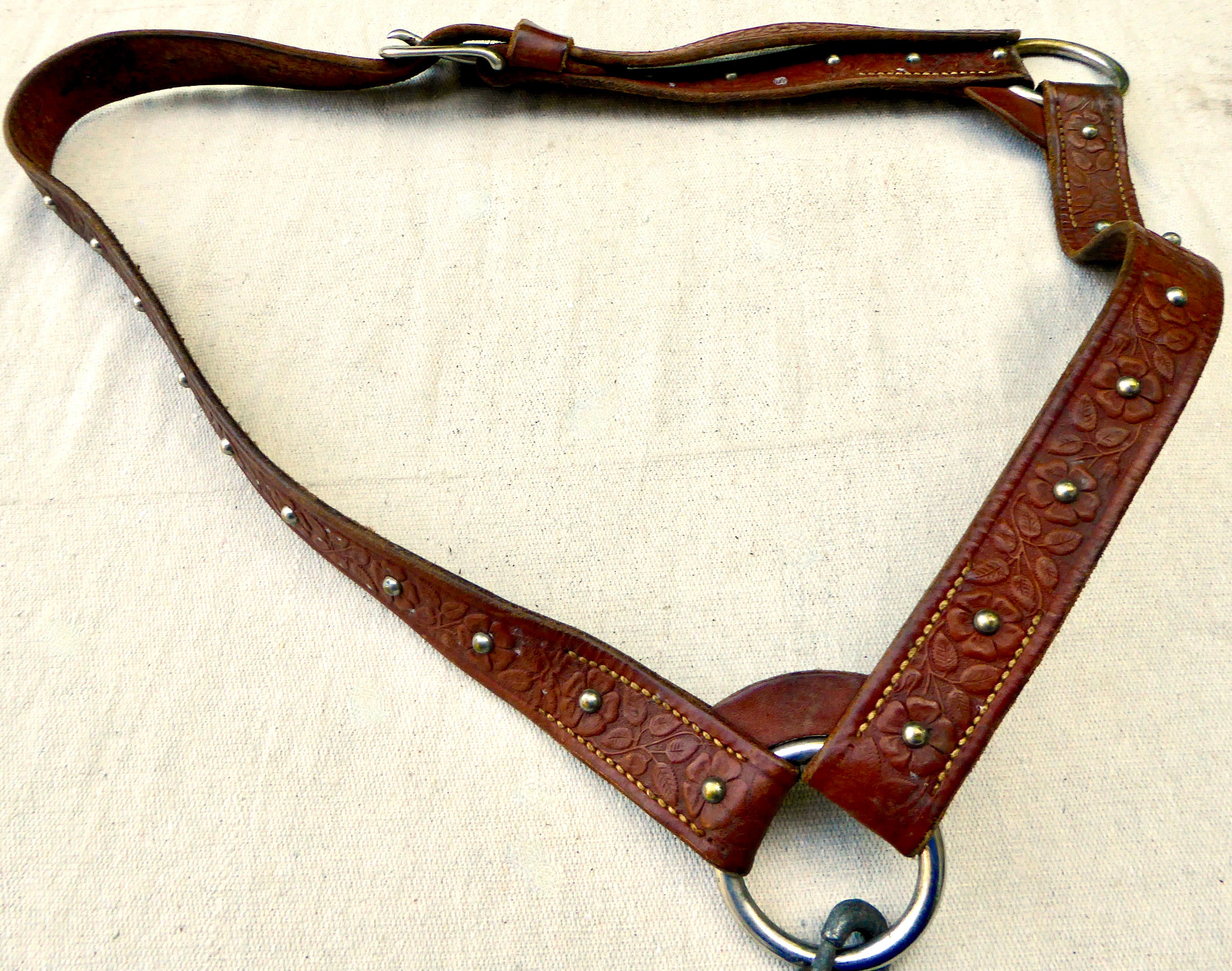 Vintage Cow Lead or Harness: Tooled Leather Adjustable Nickel - Etsy UK