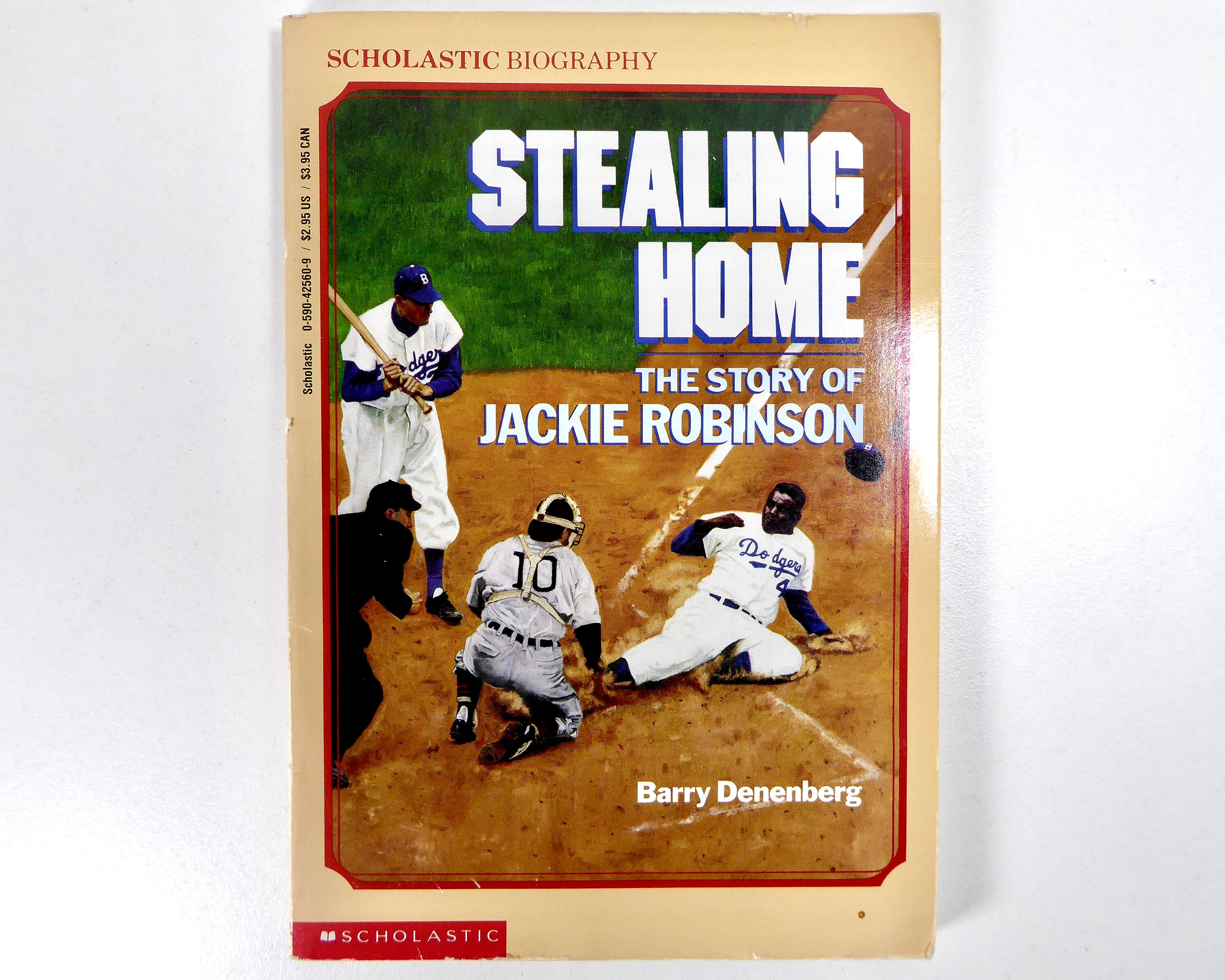 Jackie Robinson Stealing Home In Color