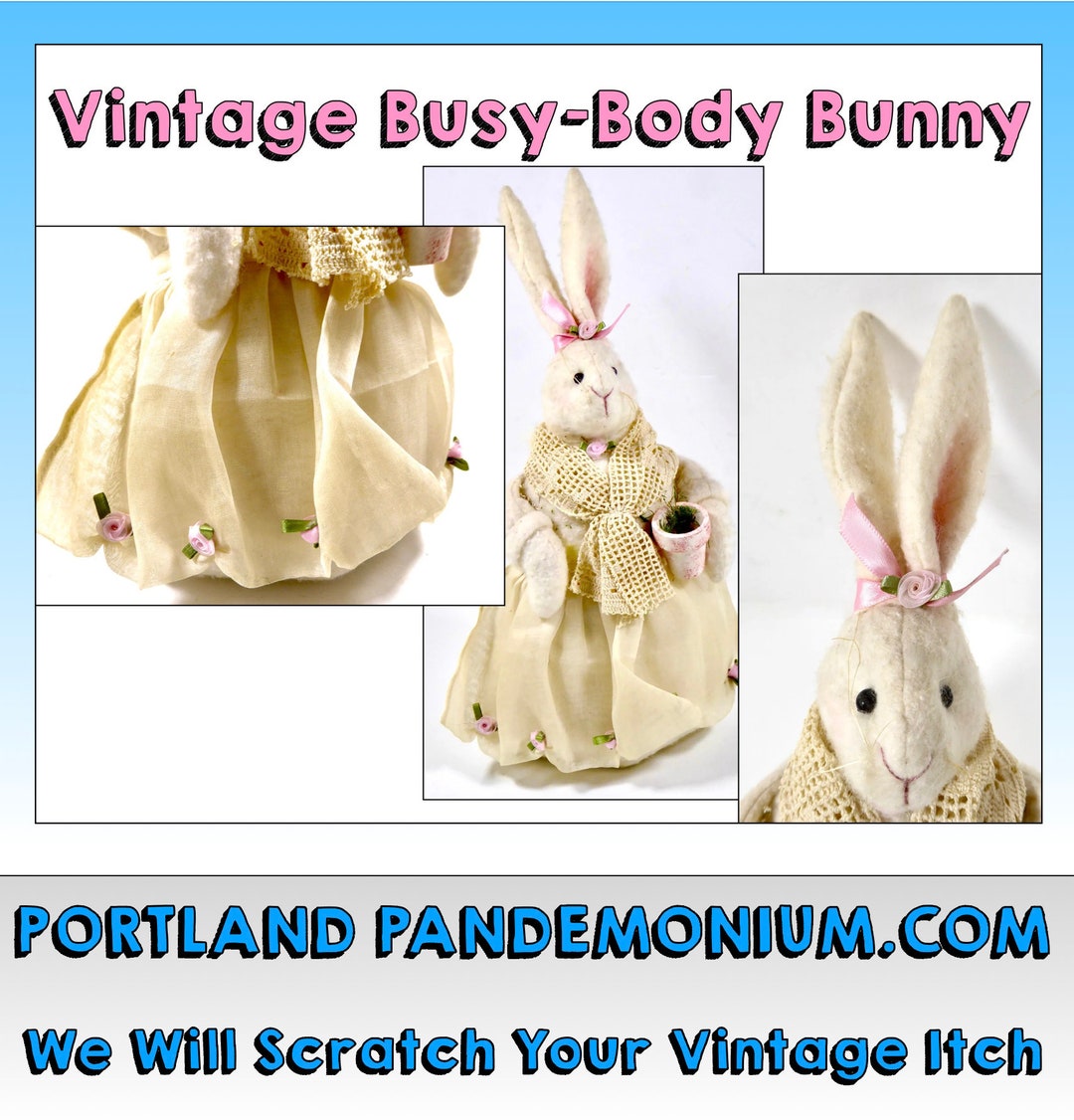 Vintage Bunny Rabbit Rotund Busy Body: Chubby Beanie Bottom Weighted ...