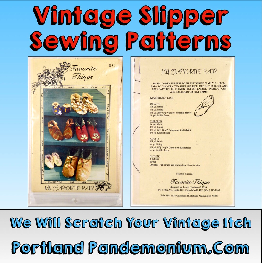My Favorite Pair of Comfy Slippers Sewing Pattern, Sized From baby to ...