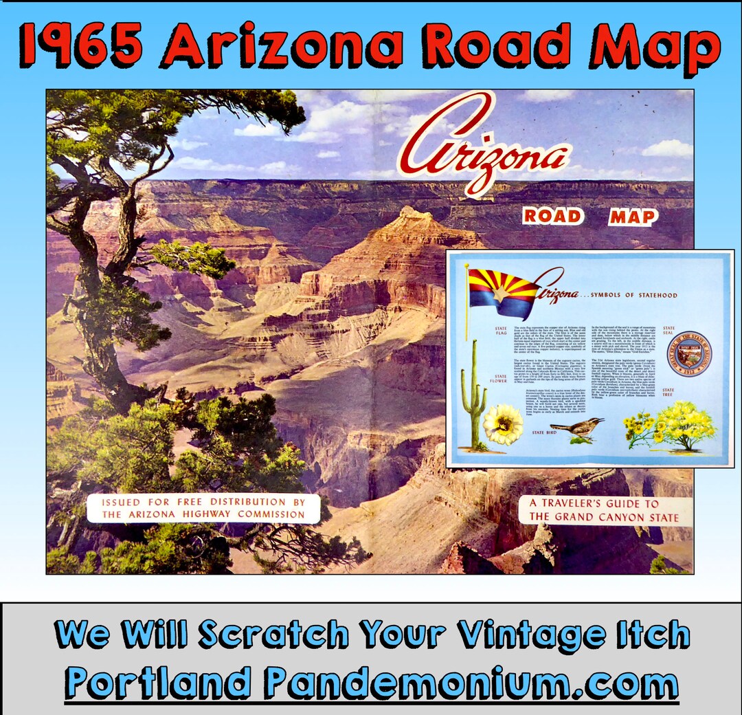 1965 Arizona State Road Map Prepared by the Arizona State Highway ...