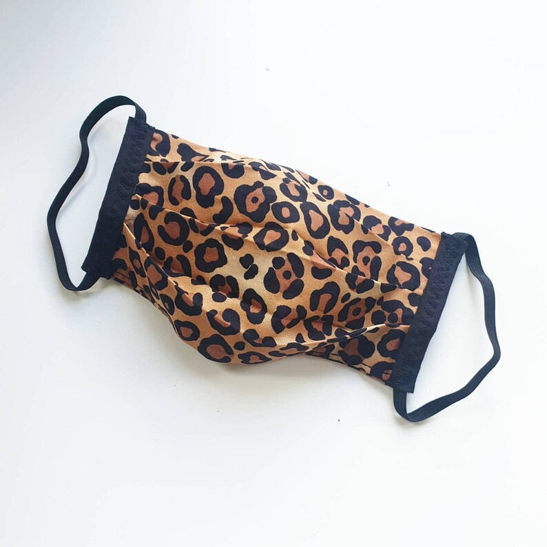 Washable Leopard Print Face Mask With Matching Drawstring - Etsy