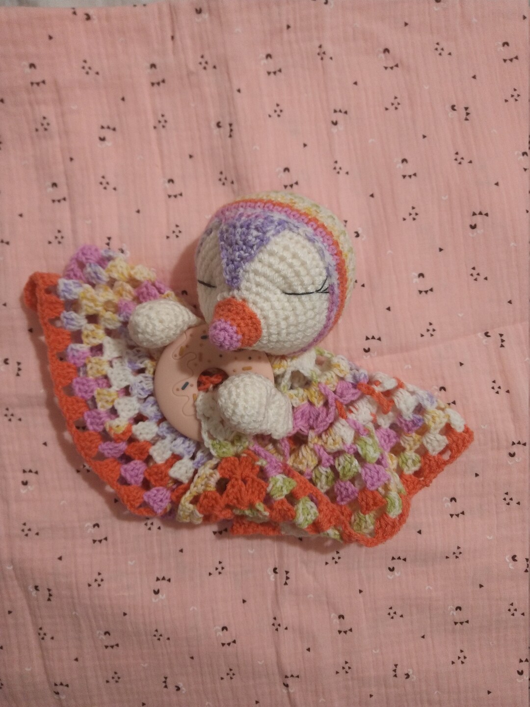 Pinguin Flachdecke, gehäkelte Babydecke, Beißring, Flachdecke, Oma ...
