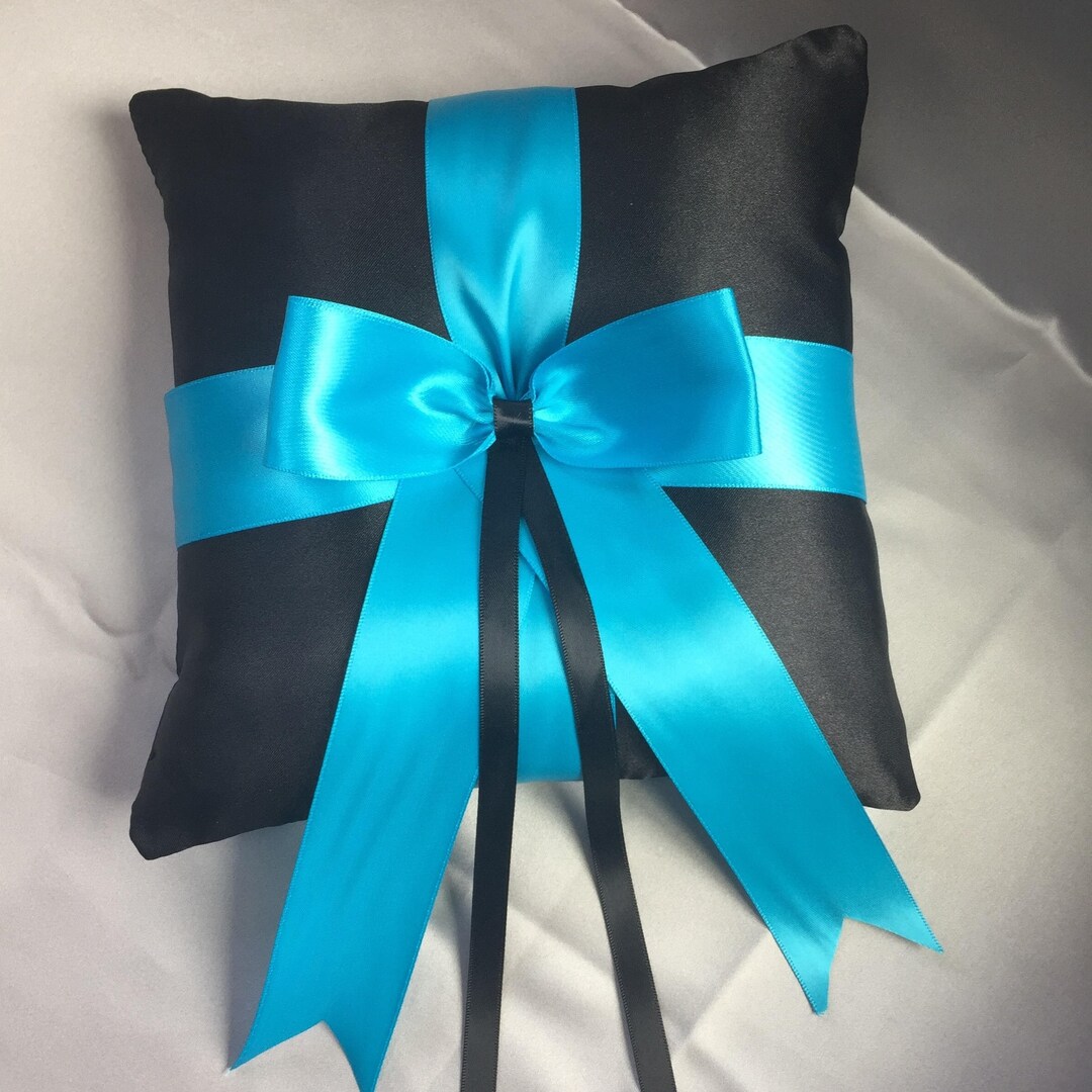 Black Ring Bearer Pillow, Black Wedding Ring Bearer Pillow, Turquoise ...