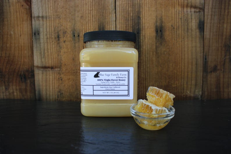 One Quart (3 Pound) Virgin Clover Honey, Raw Unheated, Unfiltered Honey ...