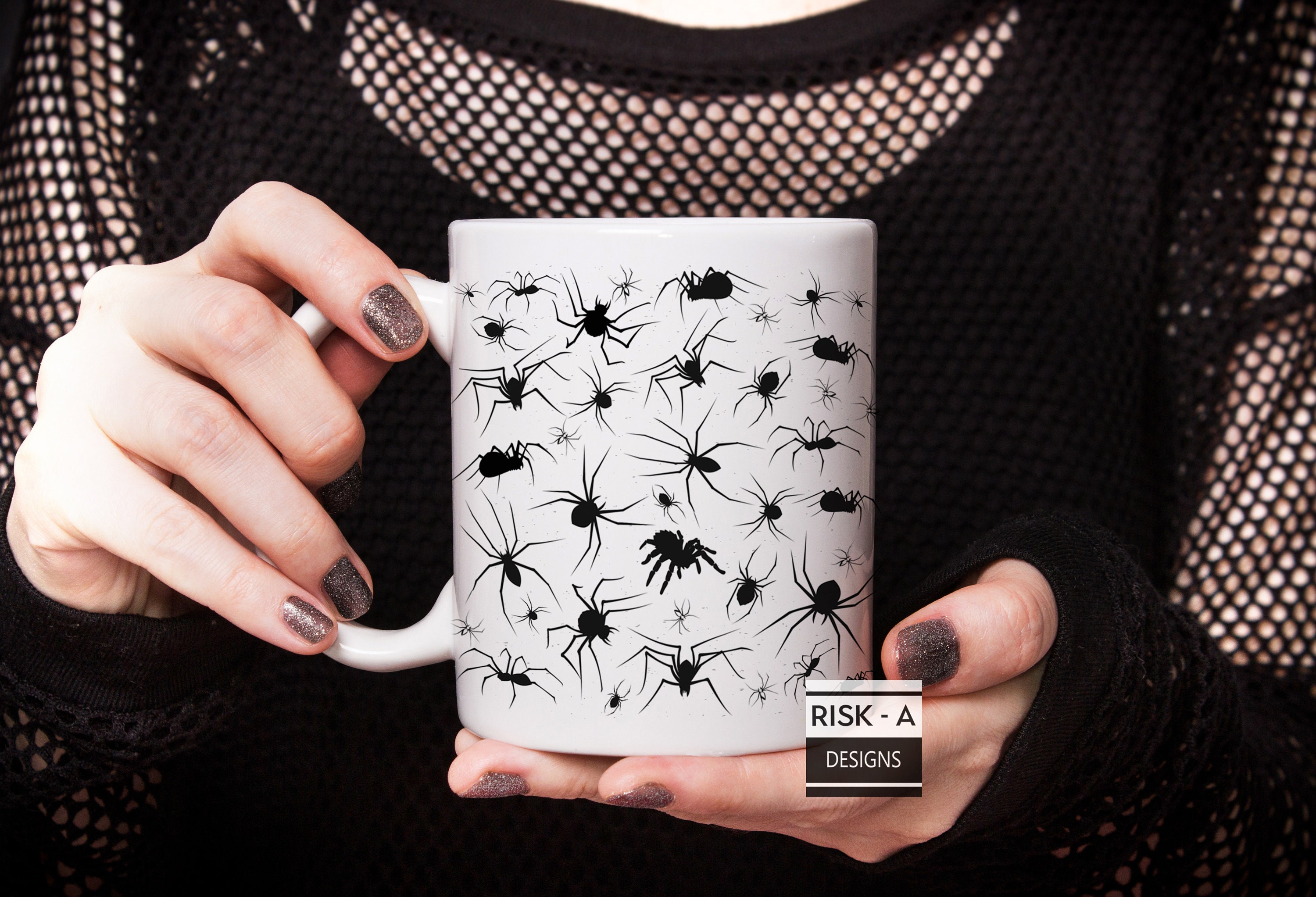 Halloween mug Spiders mug creepy crawly insect mug womens | Etsy