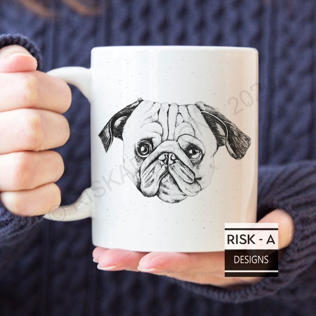 Pug Dog Mug: Hand-drawn Artwork, Dog Lover Gift - Etsy