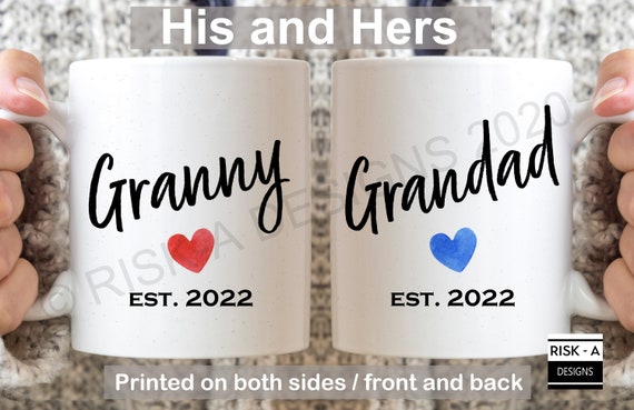Granny And Grandad Est 2022 Mug Set Pregnancy Reveal Etsy