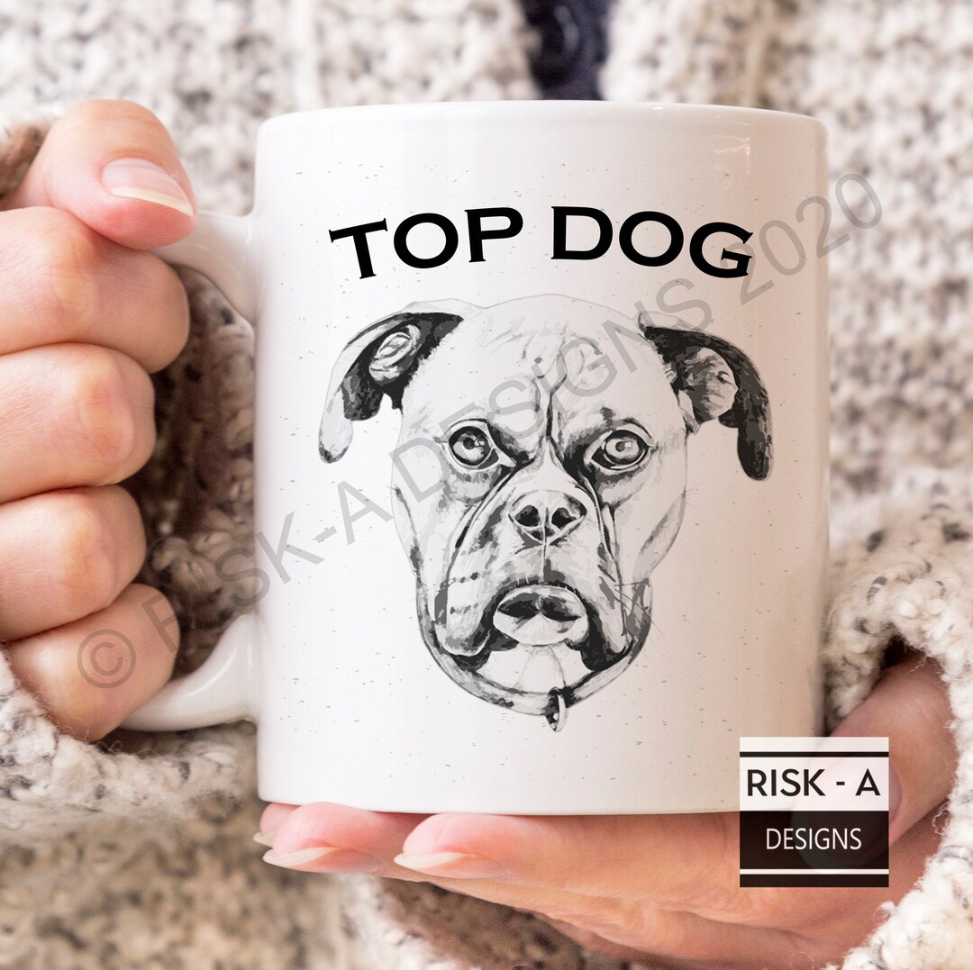 Bulldog 'top Dog' Mug: Hand-drawn Art Gift - Etsy